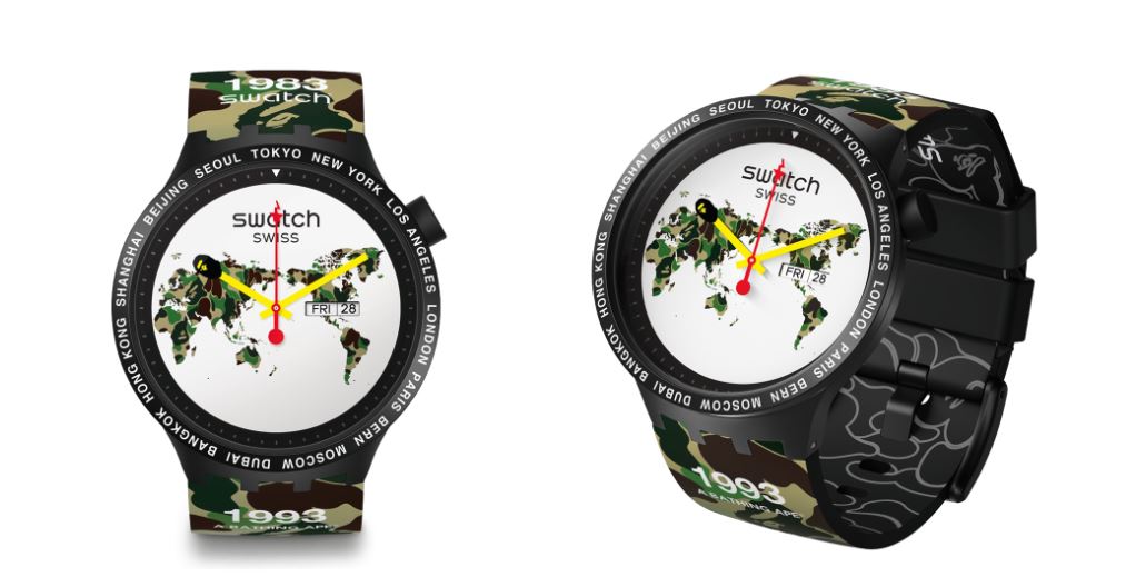 Llega una colaboración exclusiva de relojes BAPE x Swatch El Zocco